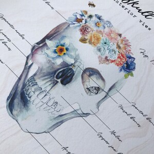 Skull, Skull Art, Skull Decor, Flowery Skull, Human Anatomy Art, Gift ...