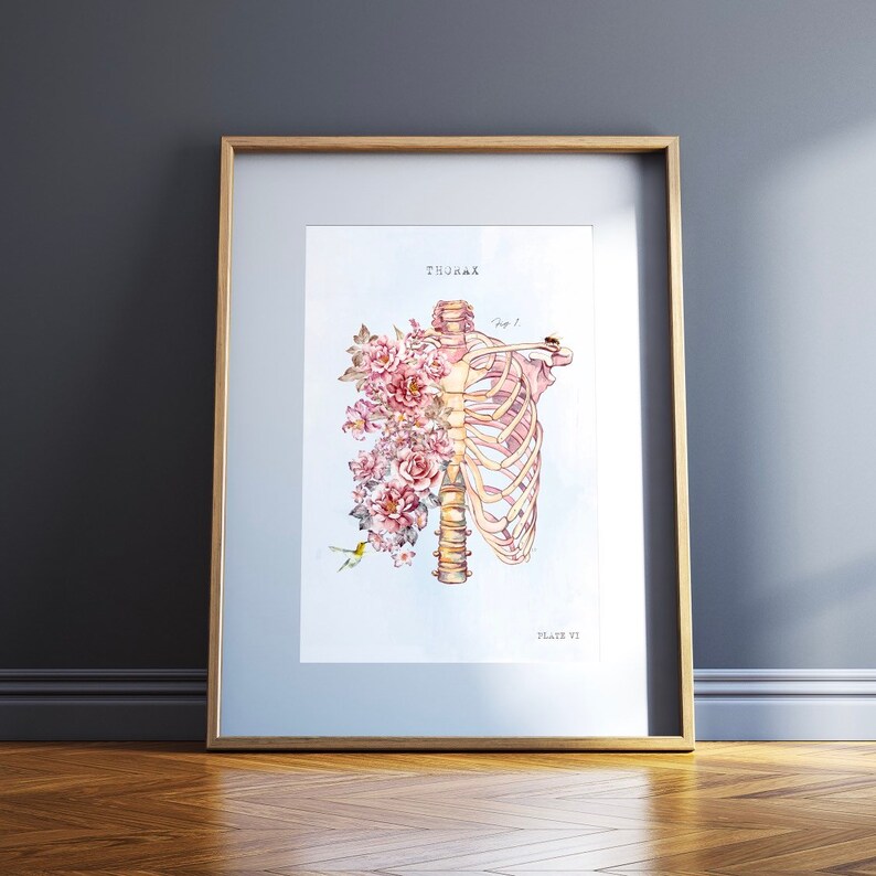 Floral Ribcage Anatomy Art Floral Medical Office Decor Nurse - Etsy