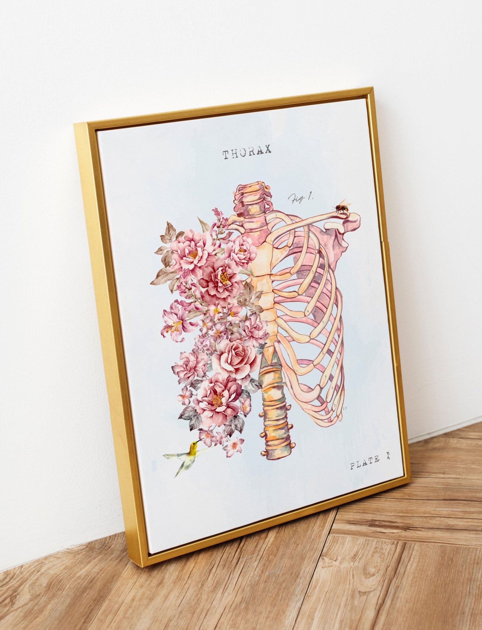 Floral Ribcage Anatomy Art Floral Medical Office Decor Nurse - Etsy