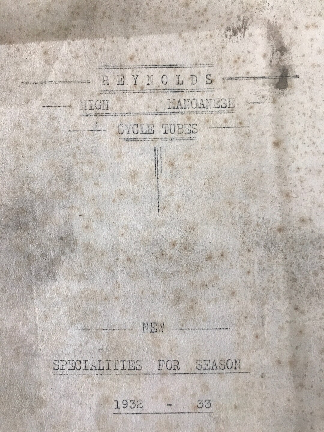 1932 Reynolds Cycle Tubes Typed Advertising Booklet With Details of ...