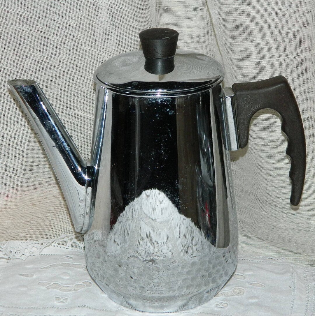 French Kettle. Chrome Metal Kettle Coffee Maker (year 1970) for ...