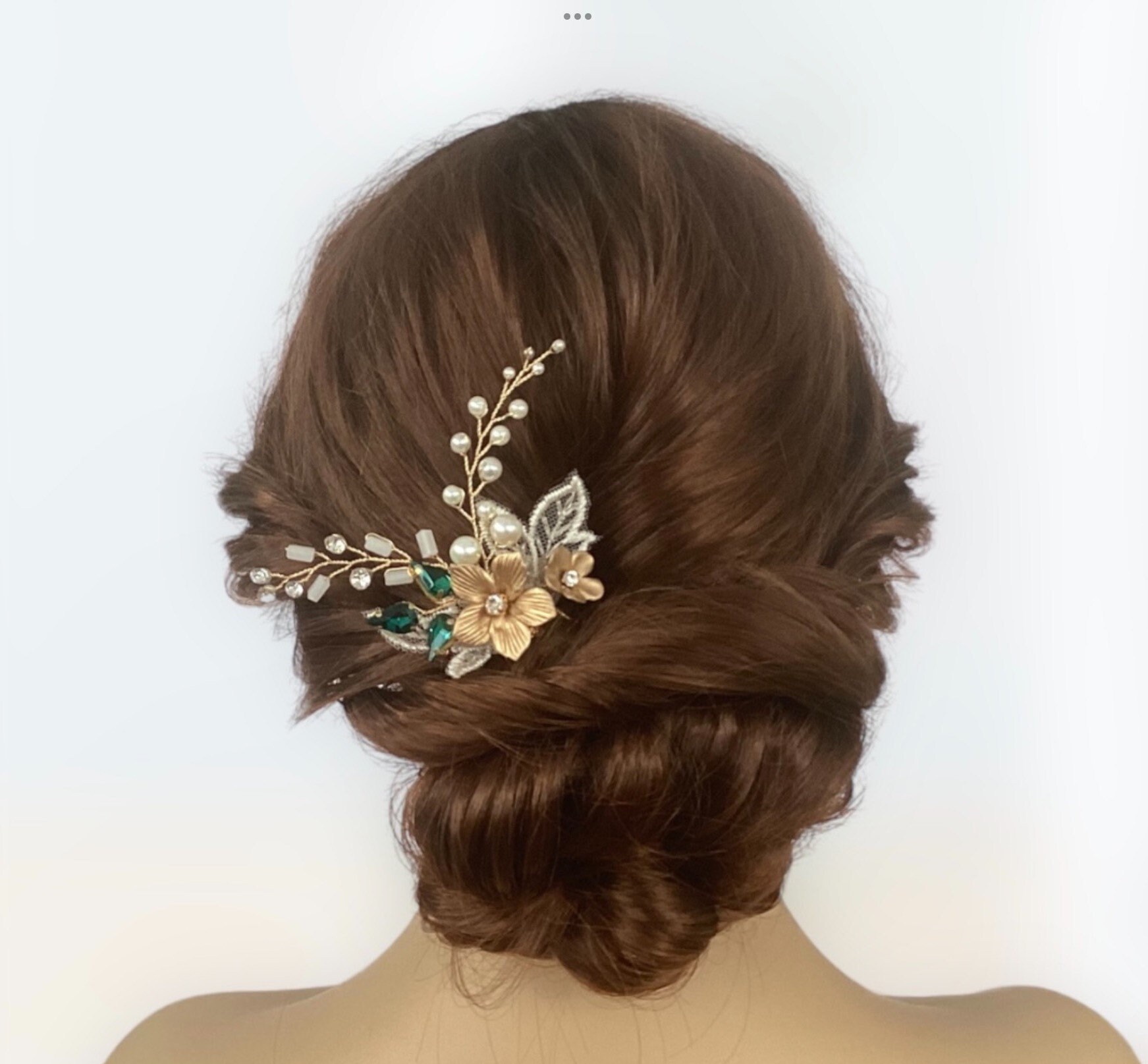 Hair Pin , Emerald Green & Gold Flower Wedding Hair Accessories Perfect ...