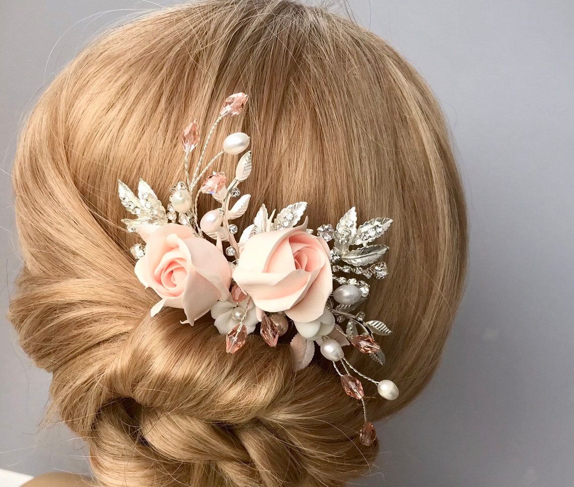 Bridal Hair Comb Blush Pink Rosebud Hair Accessories for - Etsy