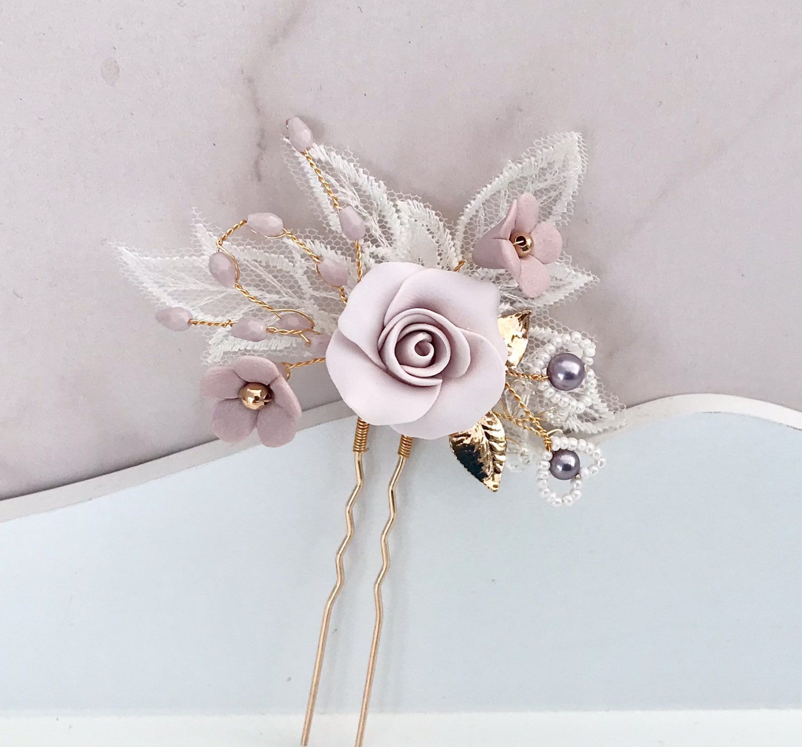 Hair Pin, Mauve Rose Hair Piece for Wedding,party or Prom, Ideal for ...