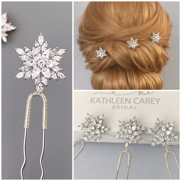 Snowflake Hair Pins - Etsy