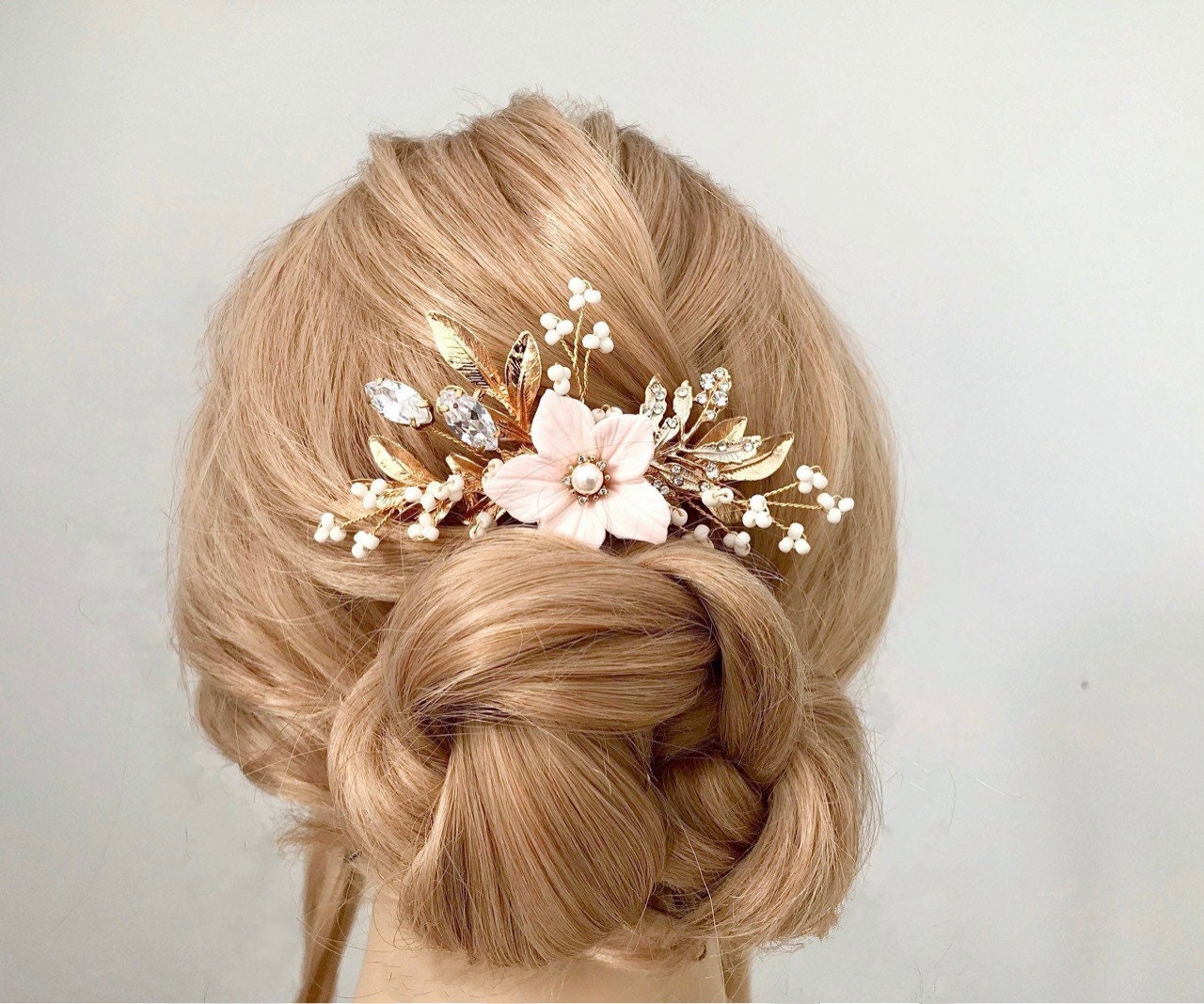 Bridal Hair Piece, Blush Pink Flower Hair Comb for the Bride, Mother of ...