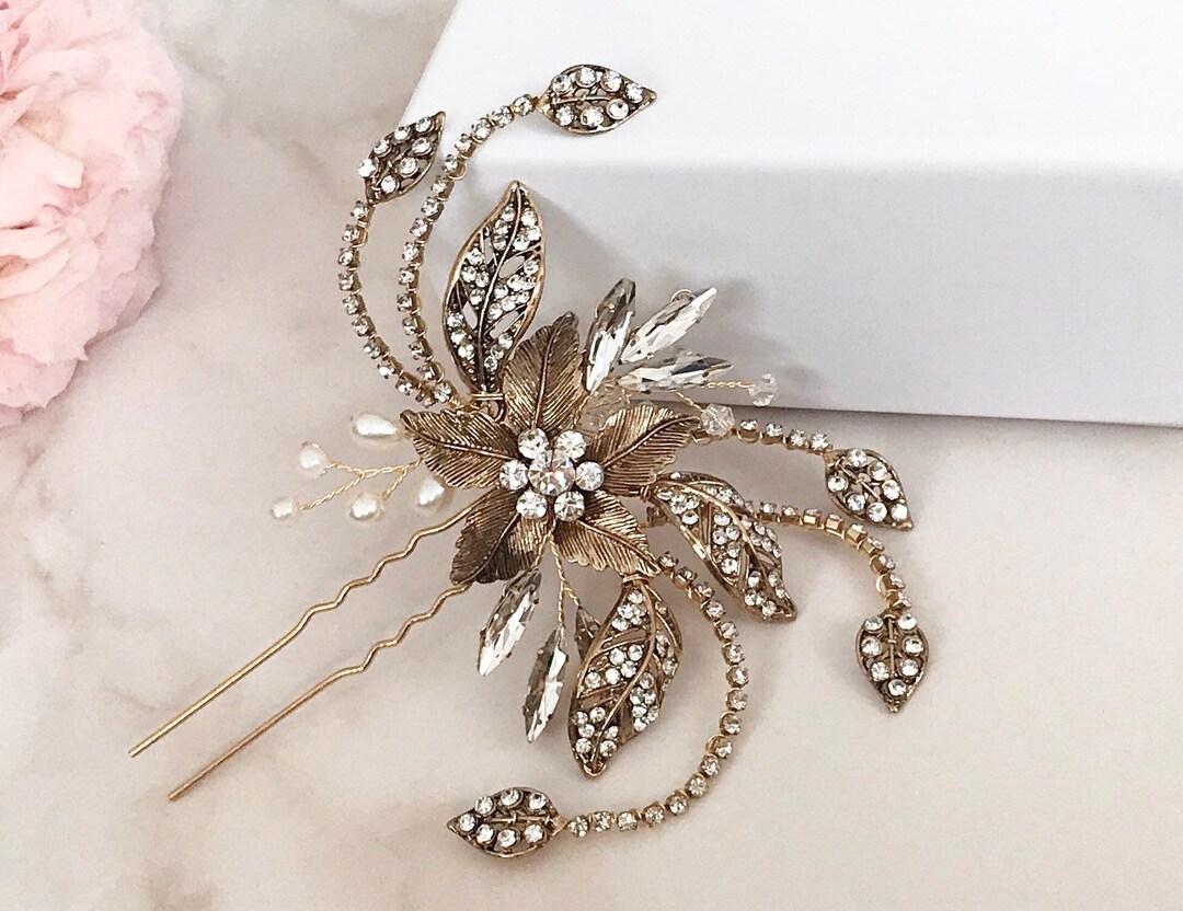 Bridal hair pin gold Vintage inspired hair accessories for - Etsy Italia