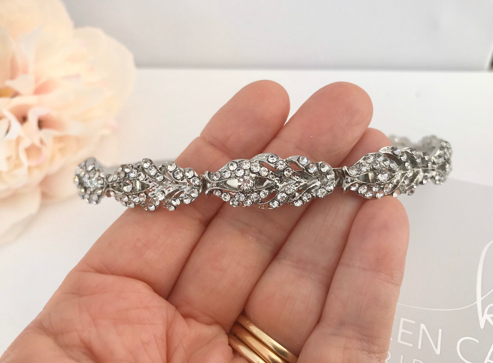Bridal hair piece Silver hair band Rhinestone encrusted | Etsy