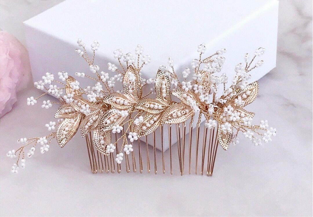 Gold Hair Comb Bridal Hair Accessories Leaf Hair Piece Gold Leaf Hair ...
