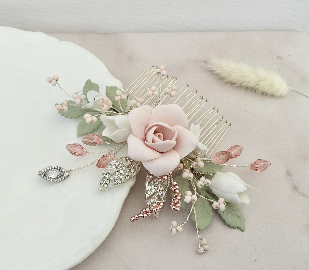 Bridal Hair Comb Blush Pink Headpiece for Wedding , Wedding Hair ...