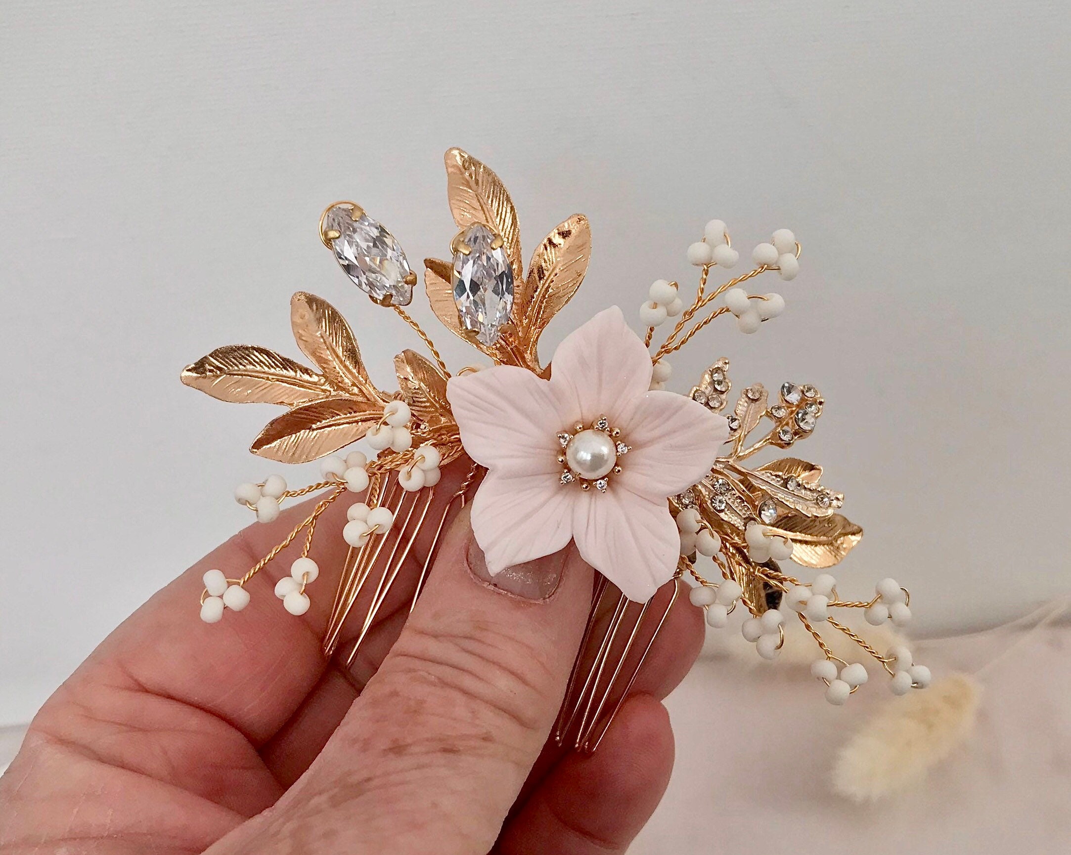 Bridal Hair Piece, Blush Pink Flower Hair Comb for the Bride, Mother of ...