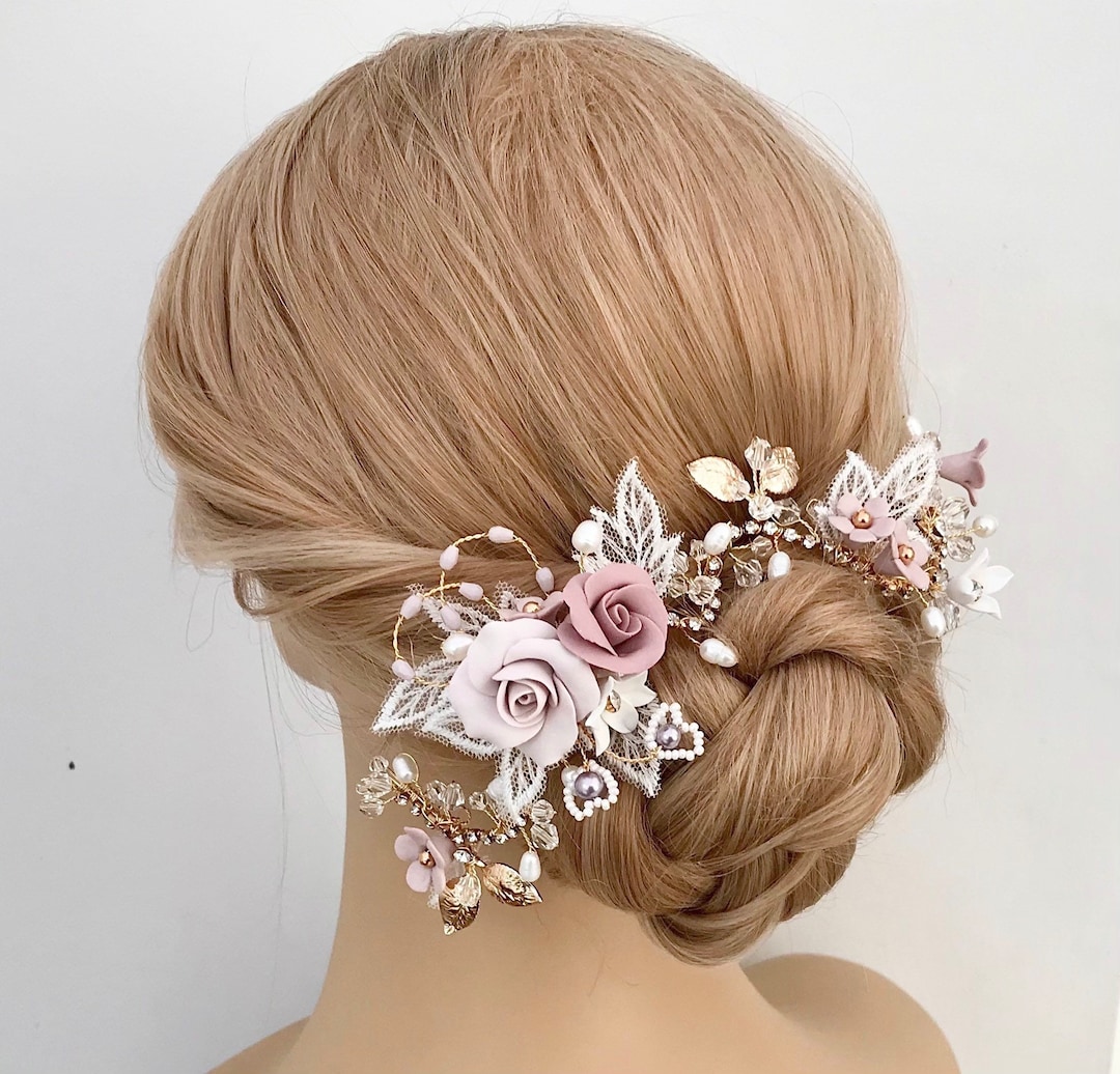 Bridal Headpiece, Lilac Flower Hair Vine for Weddings, Stunning Vine ...
