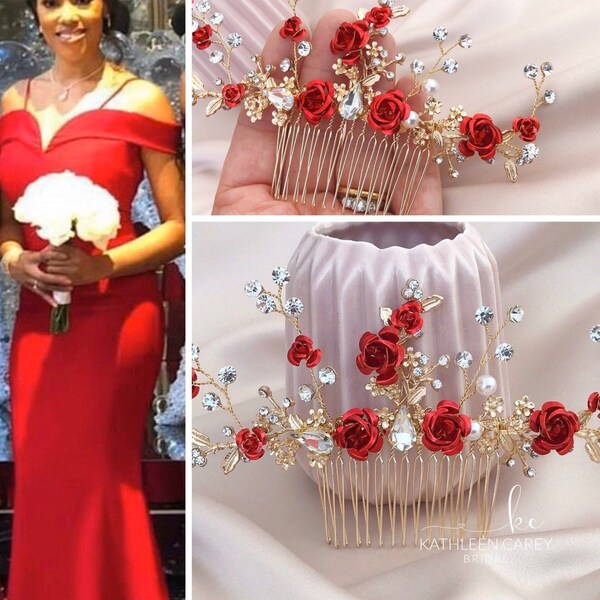 Rose Hair Comb - Etsy