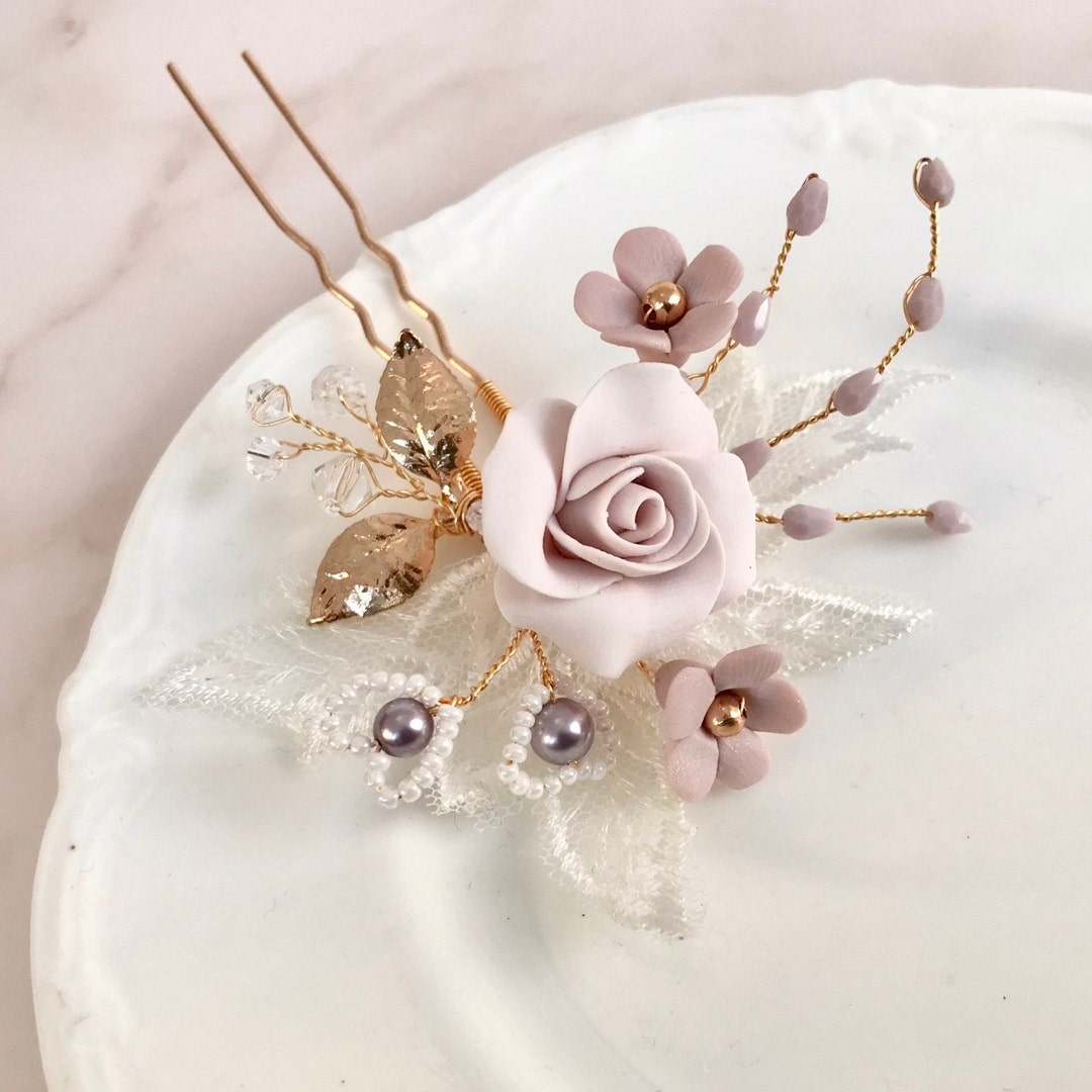 Hair Pin, Mauve Rose Hair Piece for Wedding,party or Prom, Ideal for ...