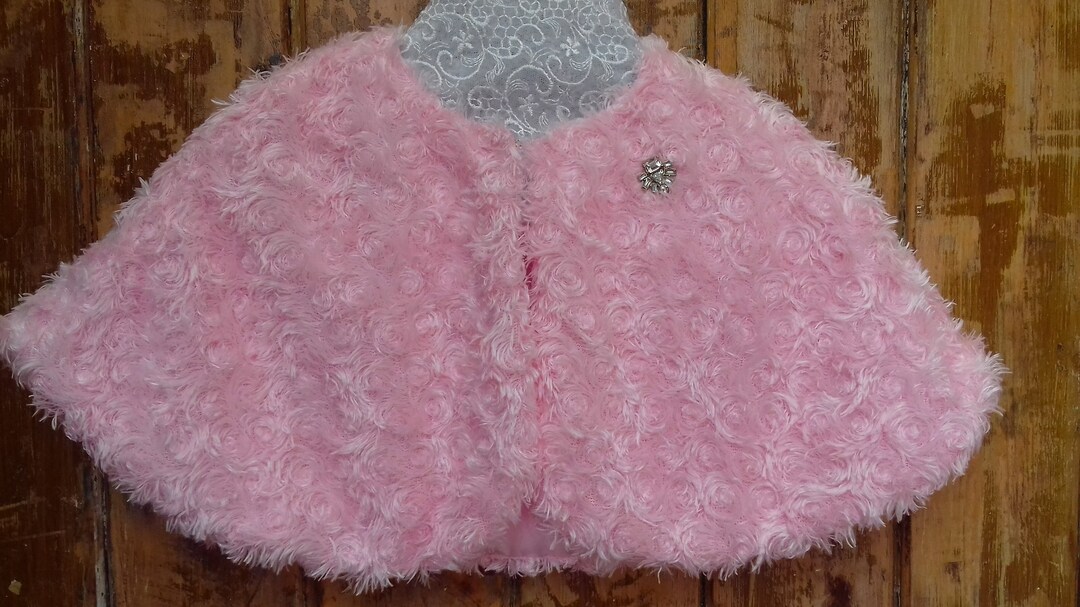 Girls Faux Fur Shawl in Pink Swirl/flower Girl Bolero/wedding Shawl ...