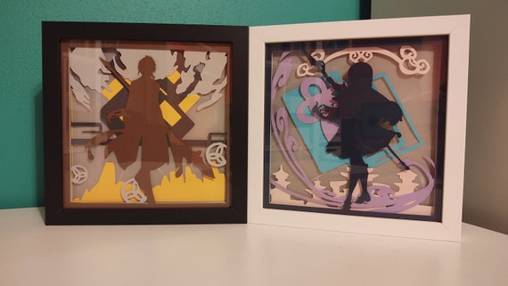 Genshin Impact Geo Characters Shadow Box / Light Box colorful - Etsy