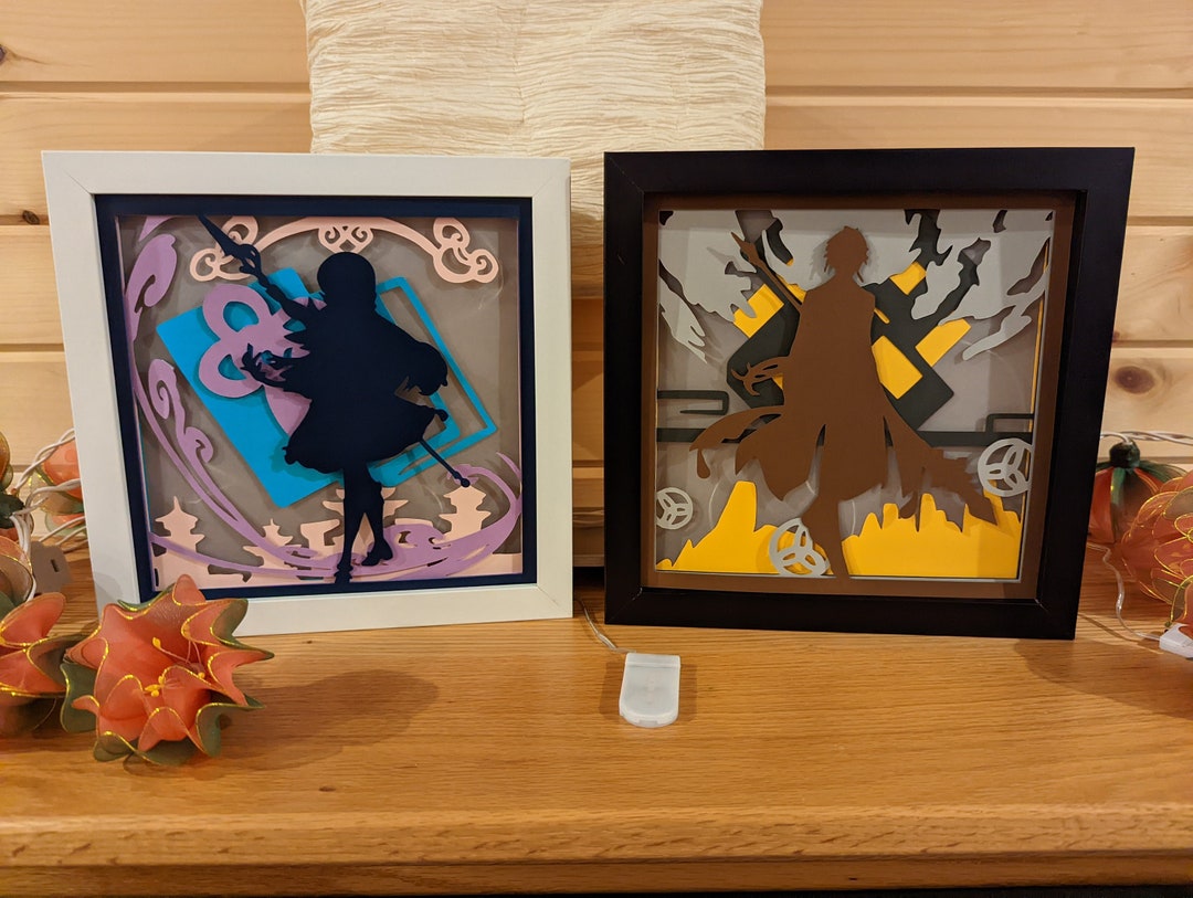 Genshin Impact Geo Characters Shadow Box / Light Box -colorful Light-up ...