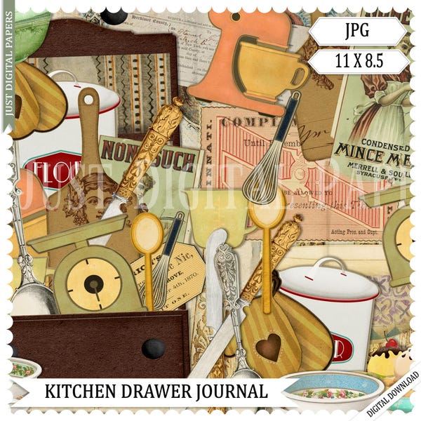 Kitchen Journal, Printable, Instant Download, Cooking Journal, Vintage ...
