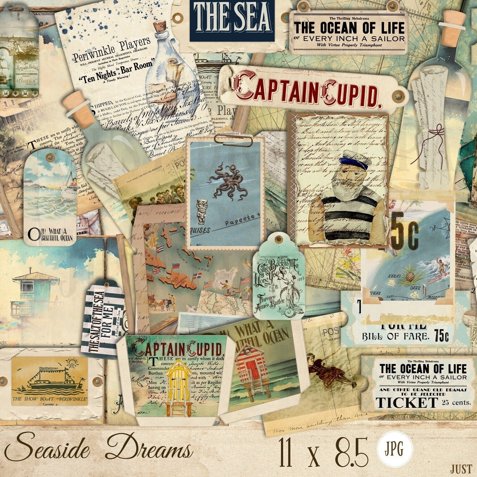 Sea Journal, Ephemera, Journal Junk, Ocean Journal, Seaside Scrapbook ...