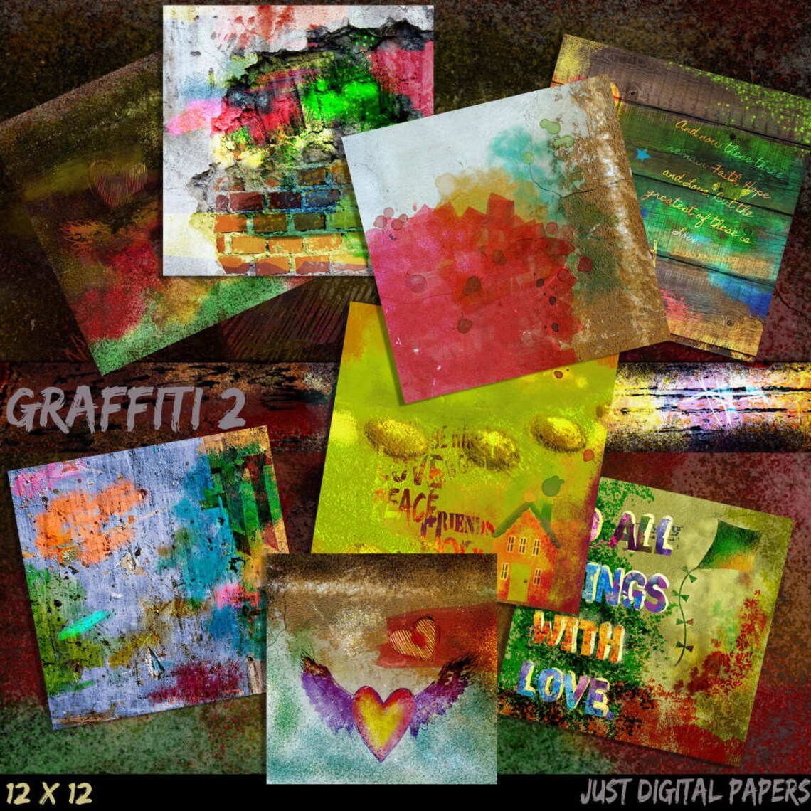 Graffiti Paper 2 Grunge Papers Brick Wall Papers Hand - Etsy Australia