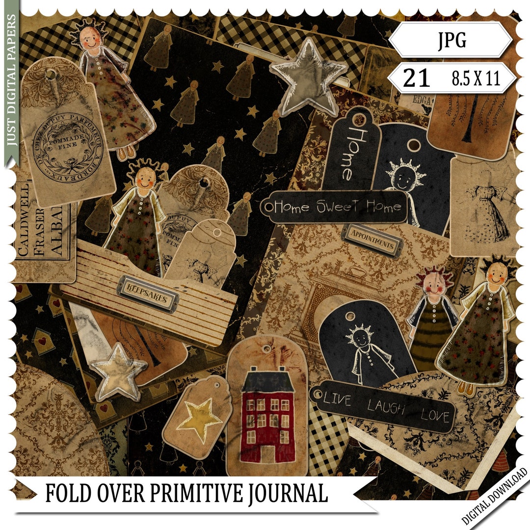 Primitive Journal, Printable, Instant Download, Grunge Journal, Vintage ...