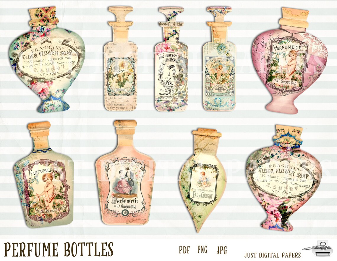 Perfume Bottles Tags Fragrance Journal Ephemera - Etsy