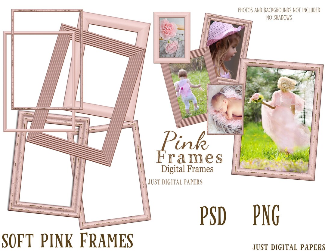 Pink Wood Frames Digital Frames Psd Frames Scrapbook - Etsy Australia