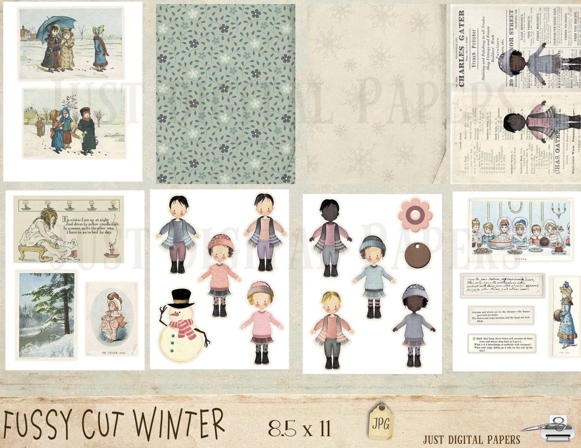 Winter Journal, Printable, Instant Download, Whimsy Journal, Vintage ...