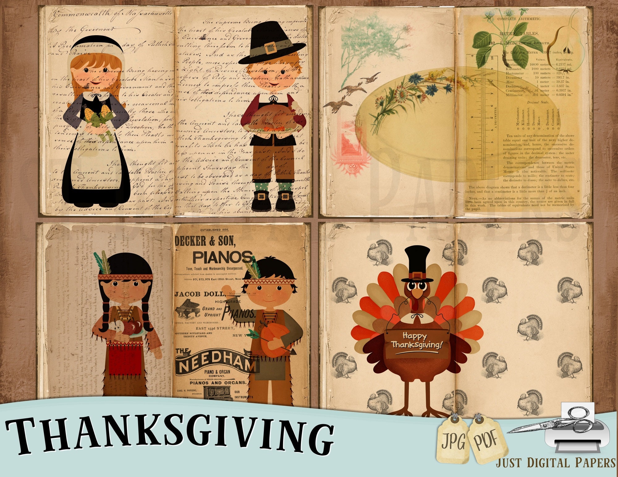 Thanksgiving Papers, Thanksgiving Journal, Thanksgiving Scrapbook ...