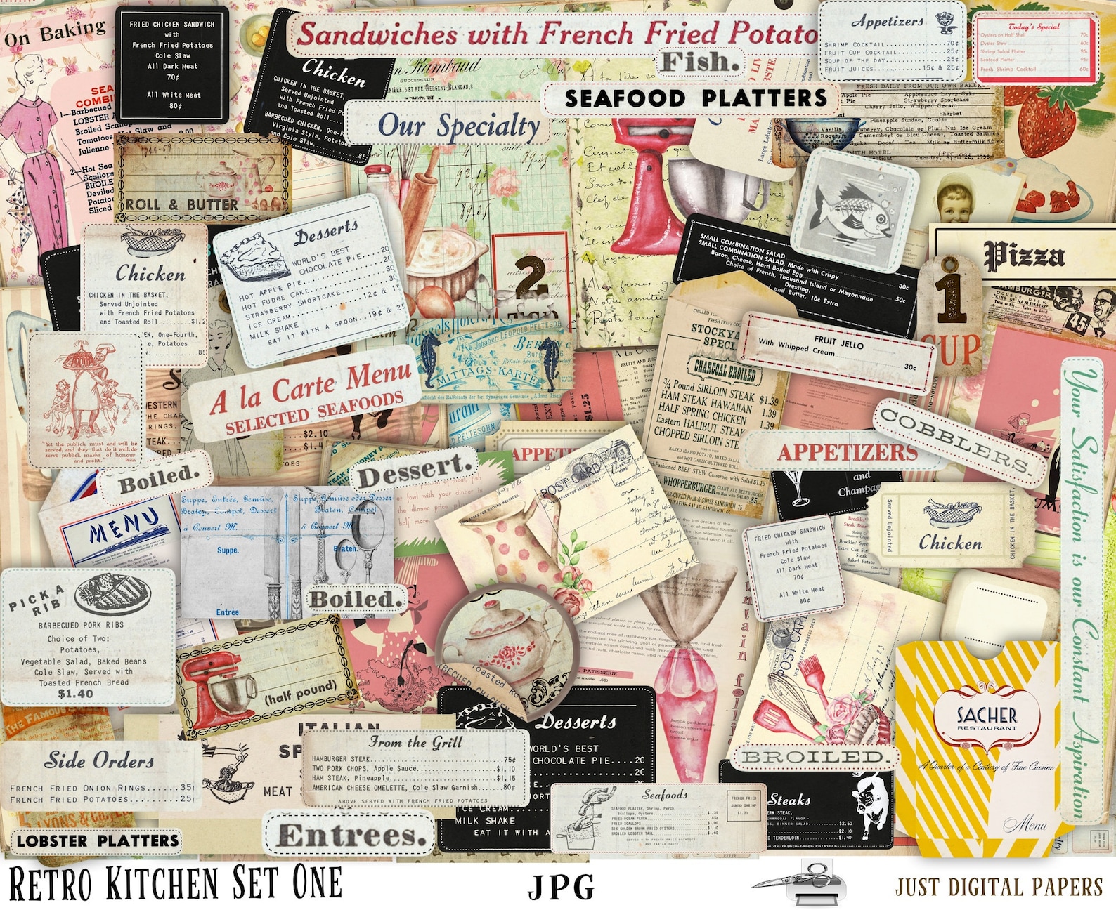 Retro Kitchen Journal: Printable Cooking Papers (digital Download) - Etsy