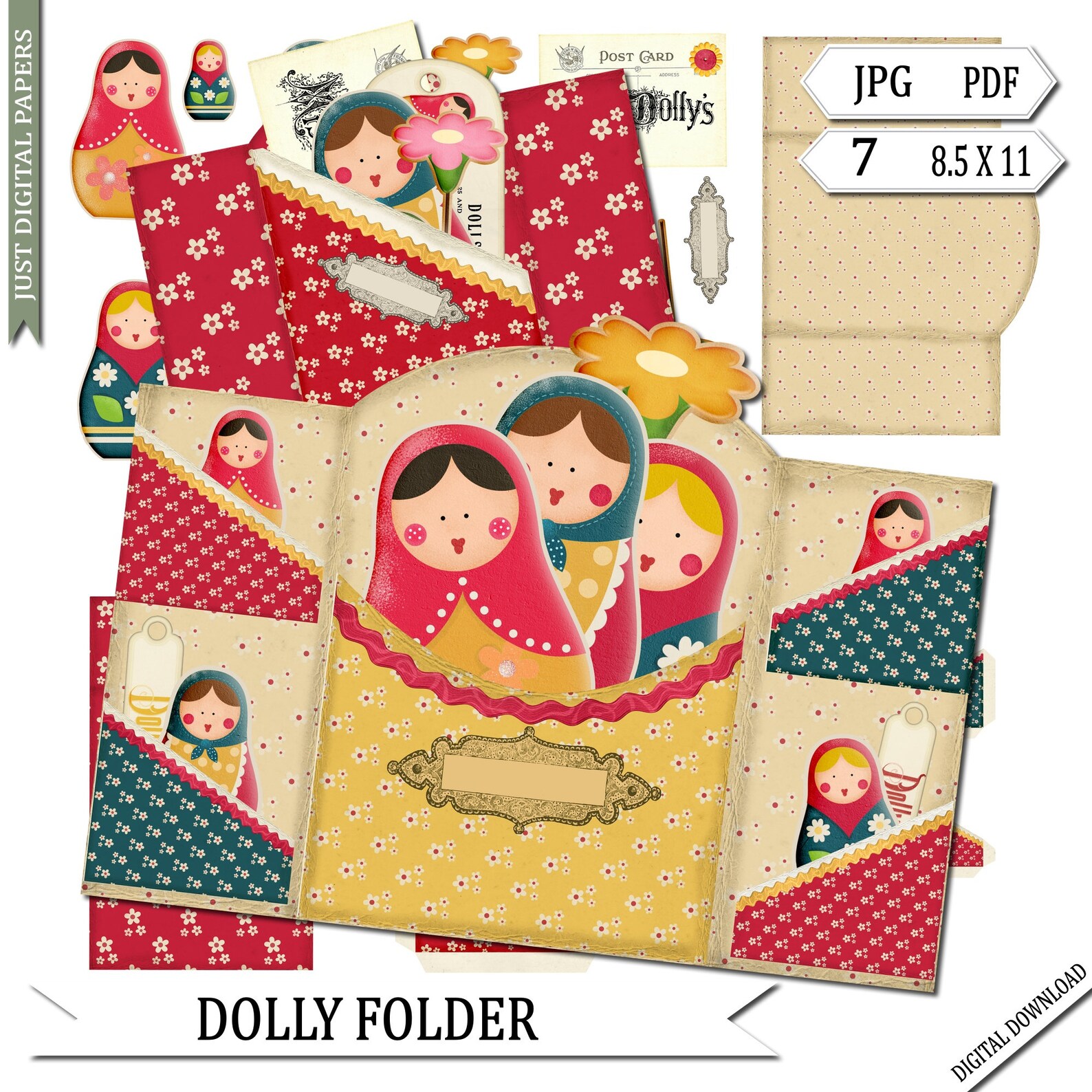Doll Folder, Printable, Matryoshka Dolls, Cut Out, Craft, Journal ...