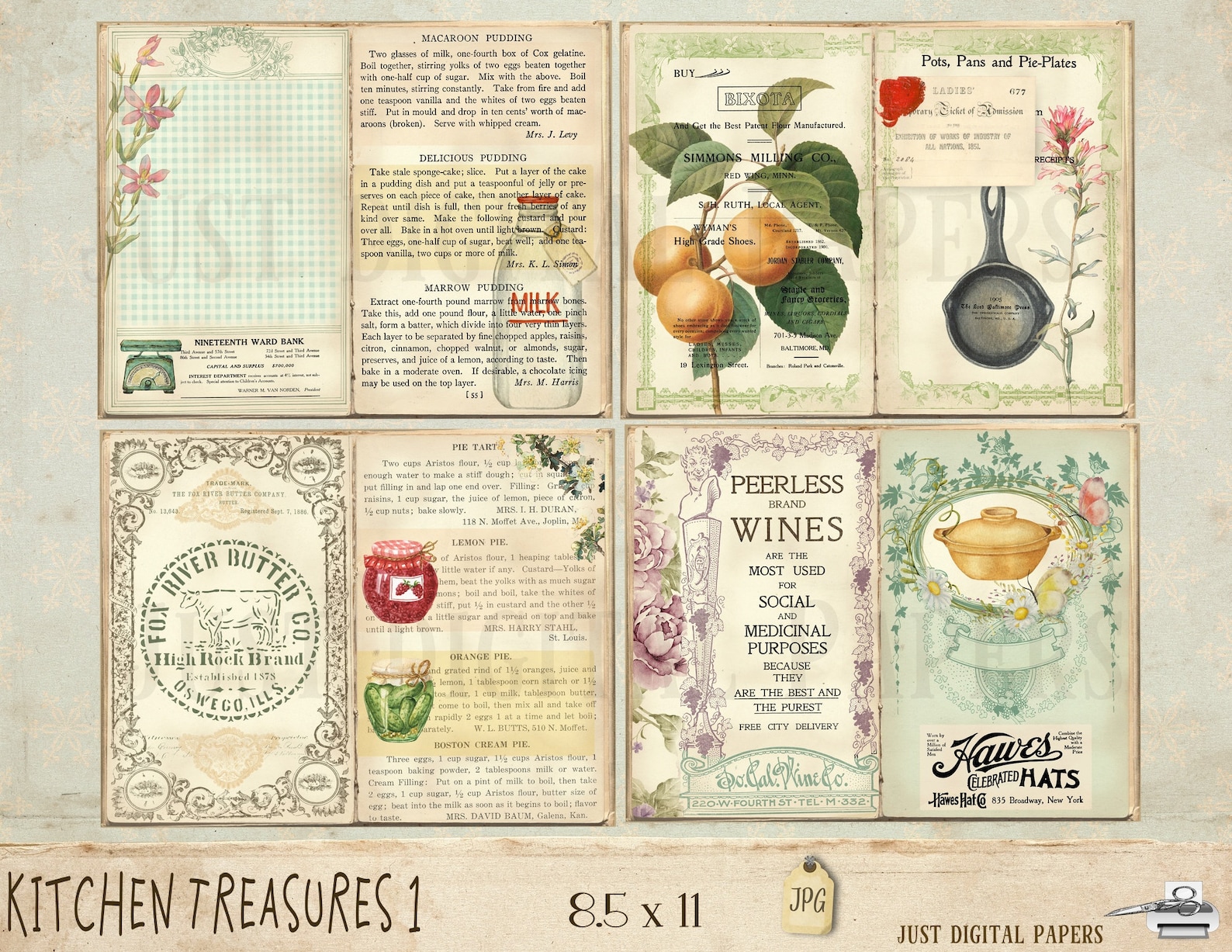 Kitchen Journal, Printable, Instant Download, Cooking Journal, Vintage ...