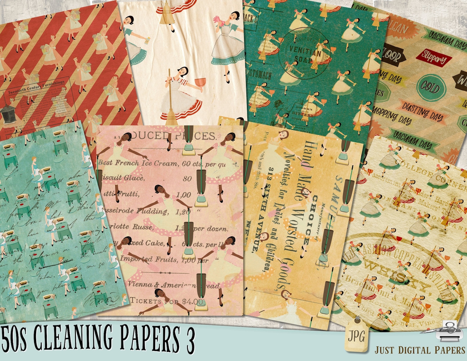 Housework Papers, Grunge Journal, Cleaning Scrapbook, Papers, Chores ...