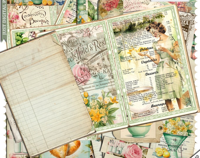 Kitchen Journal, Printable, Instant Download, Cooking Journal, Vintage ...