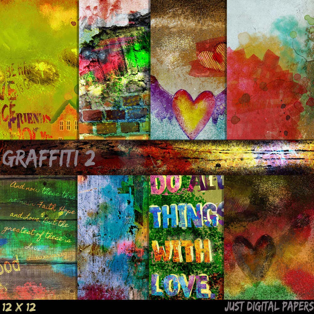 Graffiti Paper 2, Grunge Papers, Brick Wall Papers, Hand Painted Papers ...