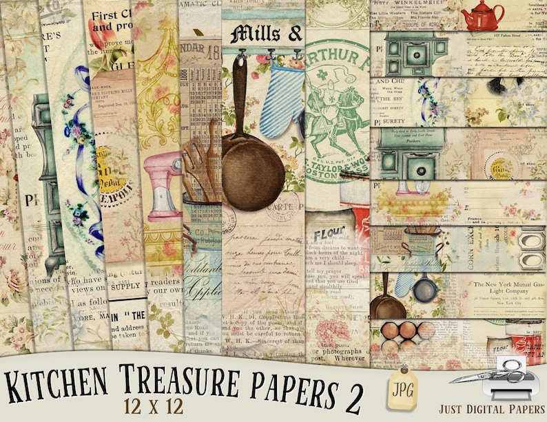 Kitchen Papers, Journal, Vintage Scrapbook, Papers, Vintage Papers ...