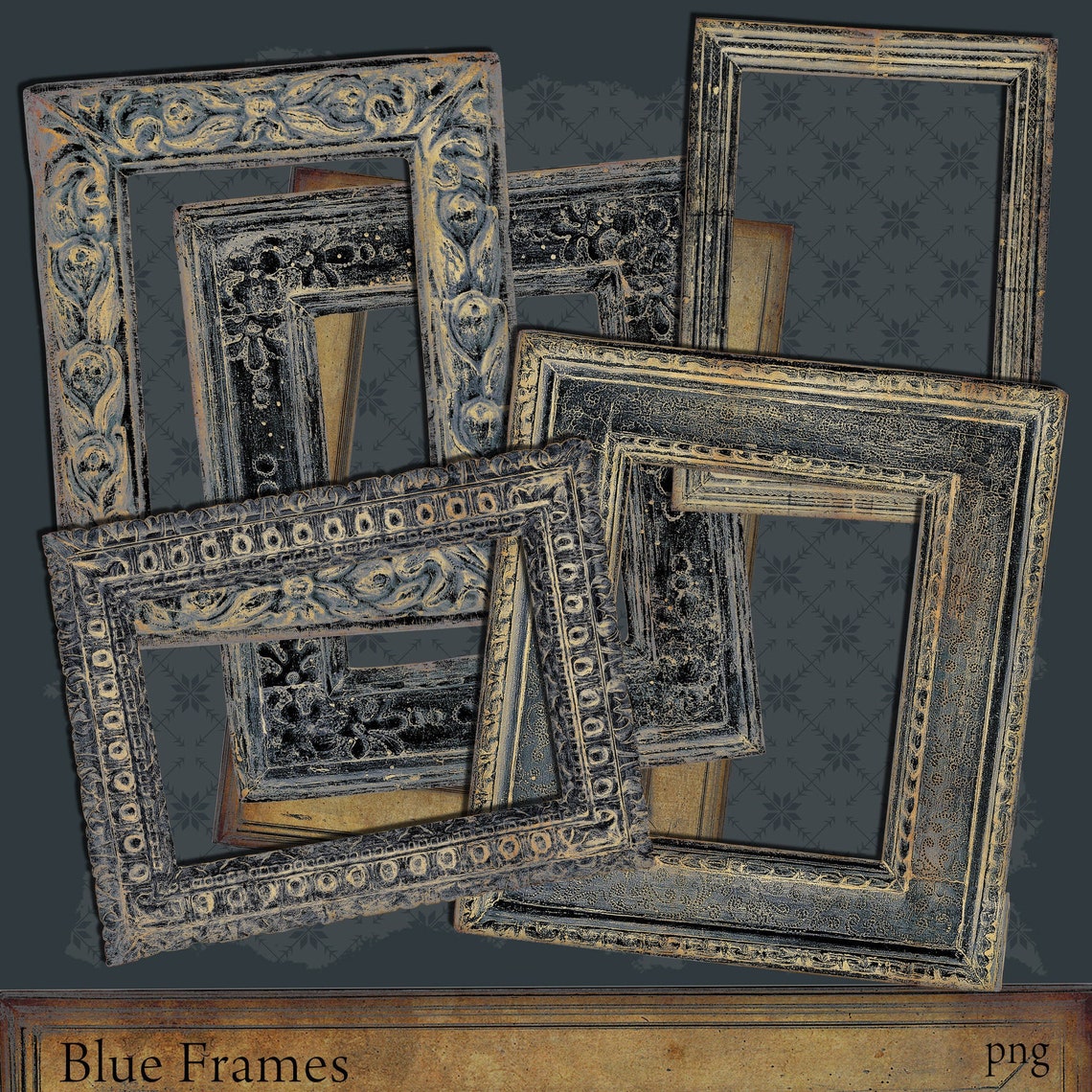Blue Frames Digital Frames Beach Frames Scrapbook Frames | Etsy