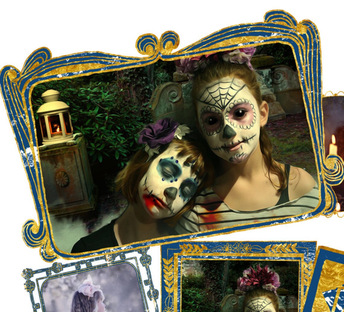 Gold and Blue Frames Digital Frames Gold Foil Frames - Etsy Australia