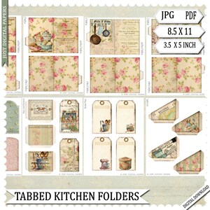 Tabbed Journal, Kitchen Tabbed Folder, Printable, Instant Download ...