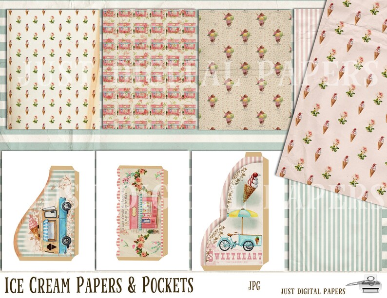 Ice Cream Journal Paper Printable Scrapbook Digital - Etsy