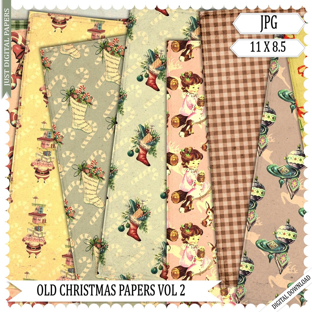 Christmas Paper, Christmas Journal, Ephemera, Craft, Scrapbook, Papers ...