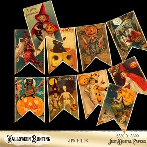 Halloween Printable Bunting, Halloween Bunting, Vintage Bunting, Retro ...