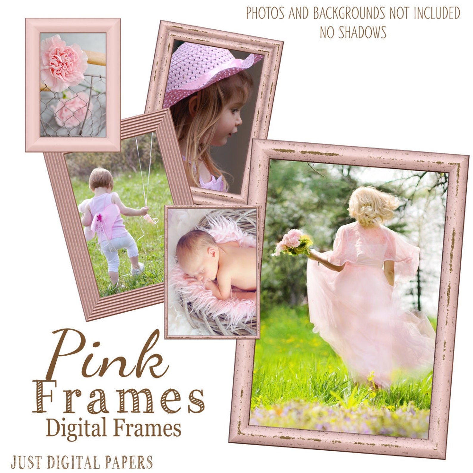 Pink Wood Frames Digital Frames Psd Frames Scrapbook - Etsy Australia