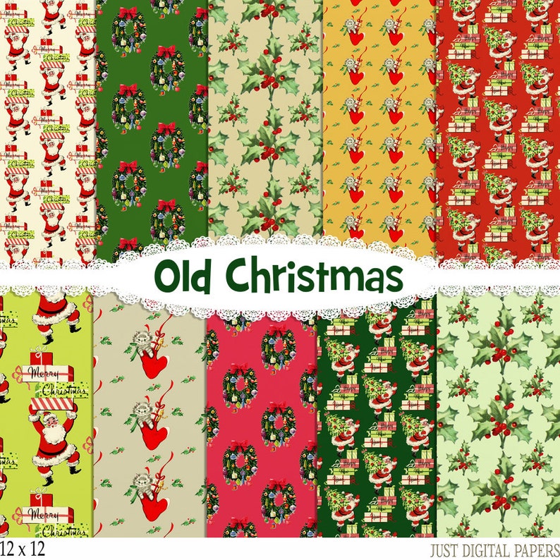 Old Christmas Papers, Retro Christmas Papers, Christmas Paper, Instant ...
