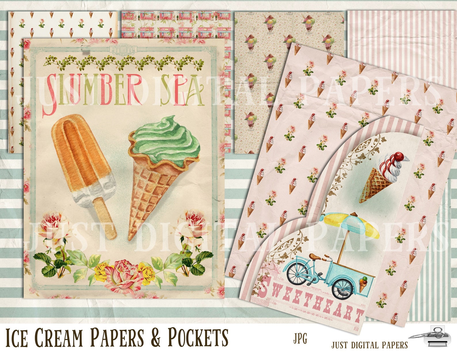 Ice Cream Journal Paper Printable Scrapbook Digital - Etsy
