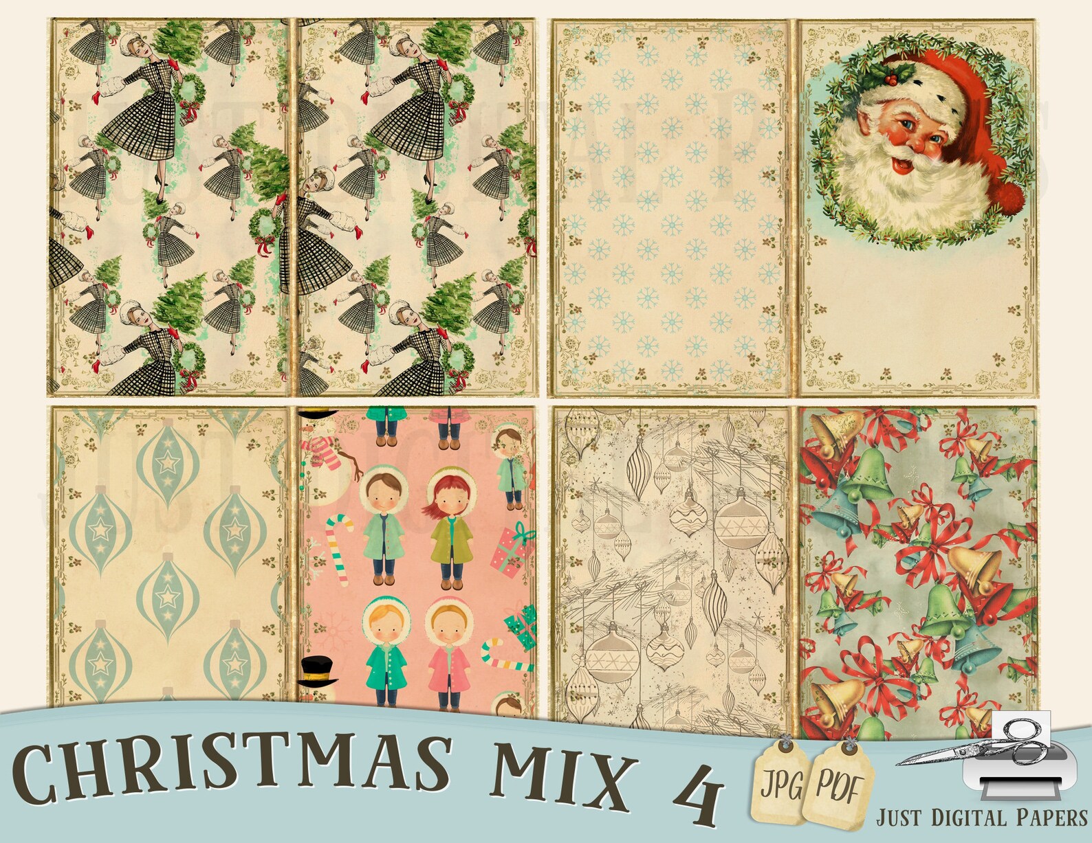 Christmas Papers Journal Papers Mixed Christmas Mix 4 | Etsy