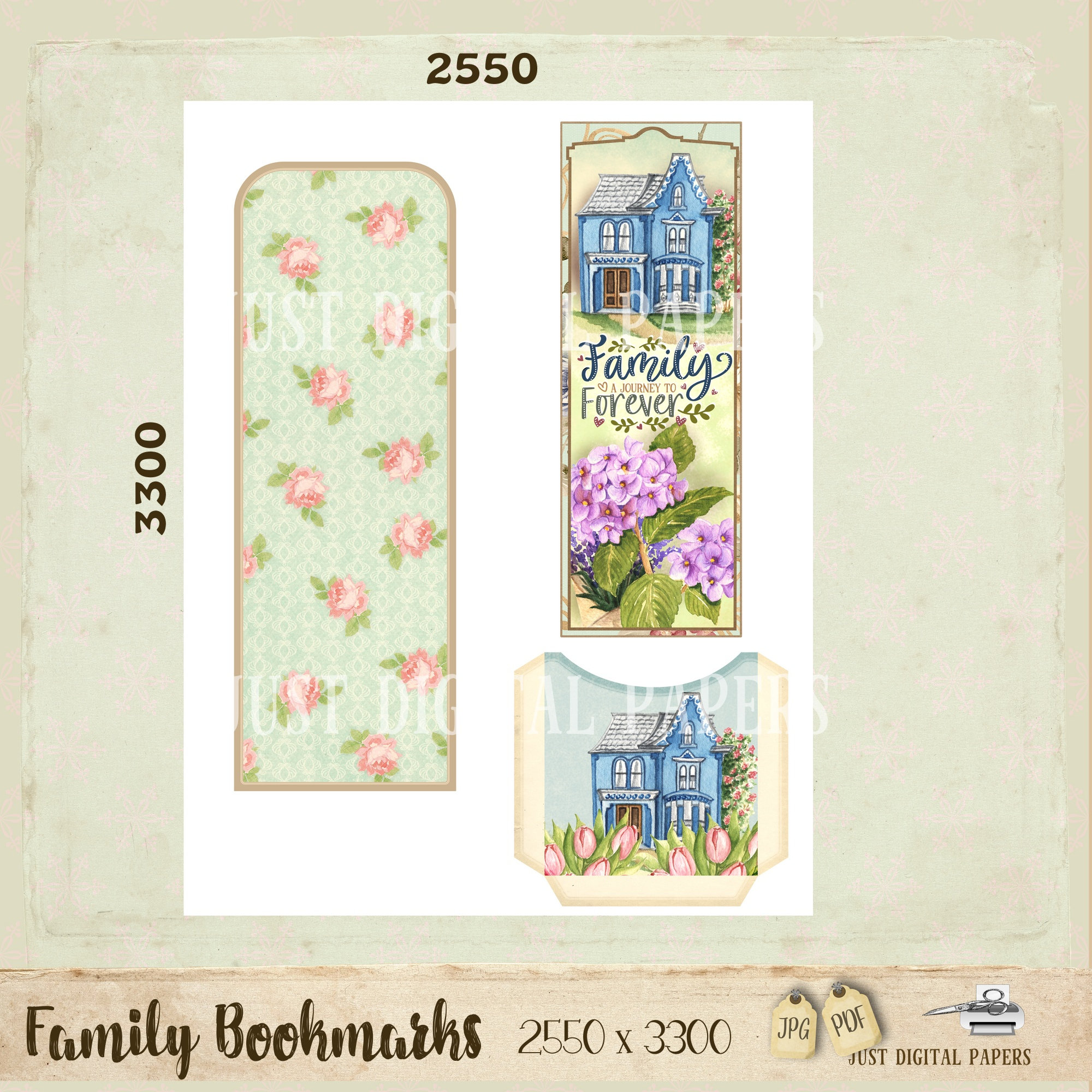 Printable Bookmarks Family Sentiments Houses Printable - Etsy