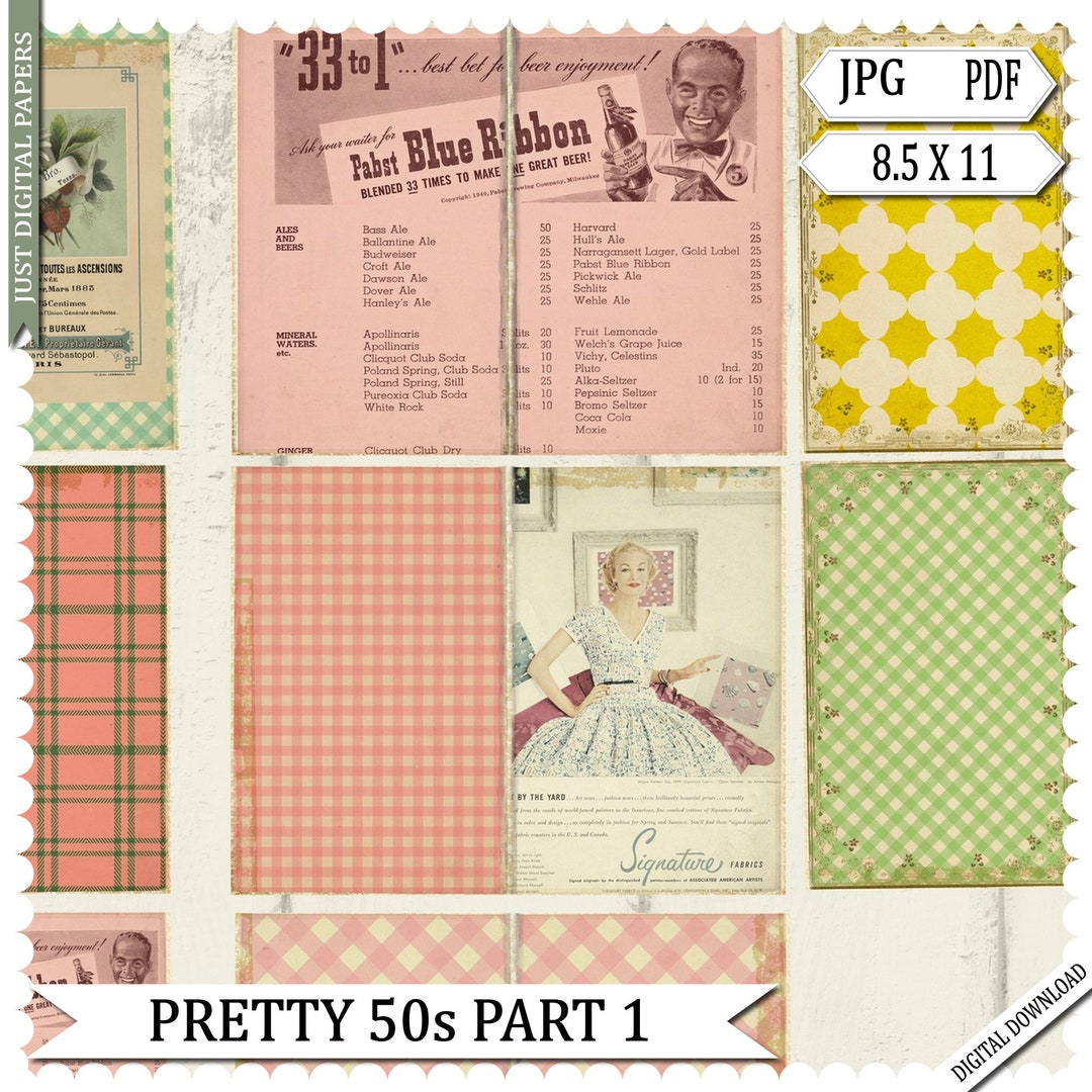 1950s Retro Papers: Scrapbook Ephemera (8.5 X 11) (PDF & JPG) - Etsy
