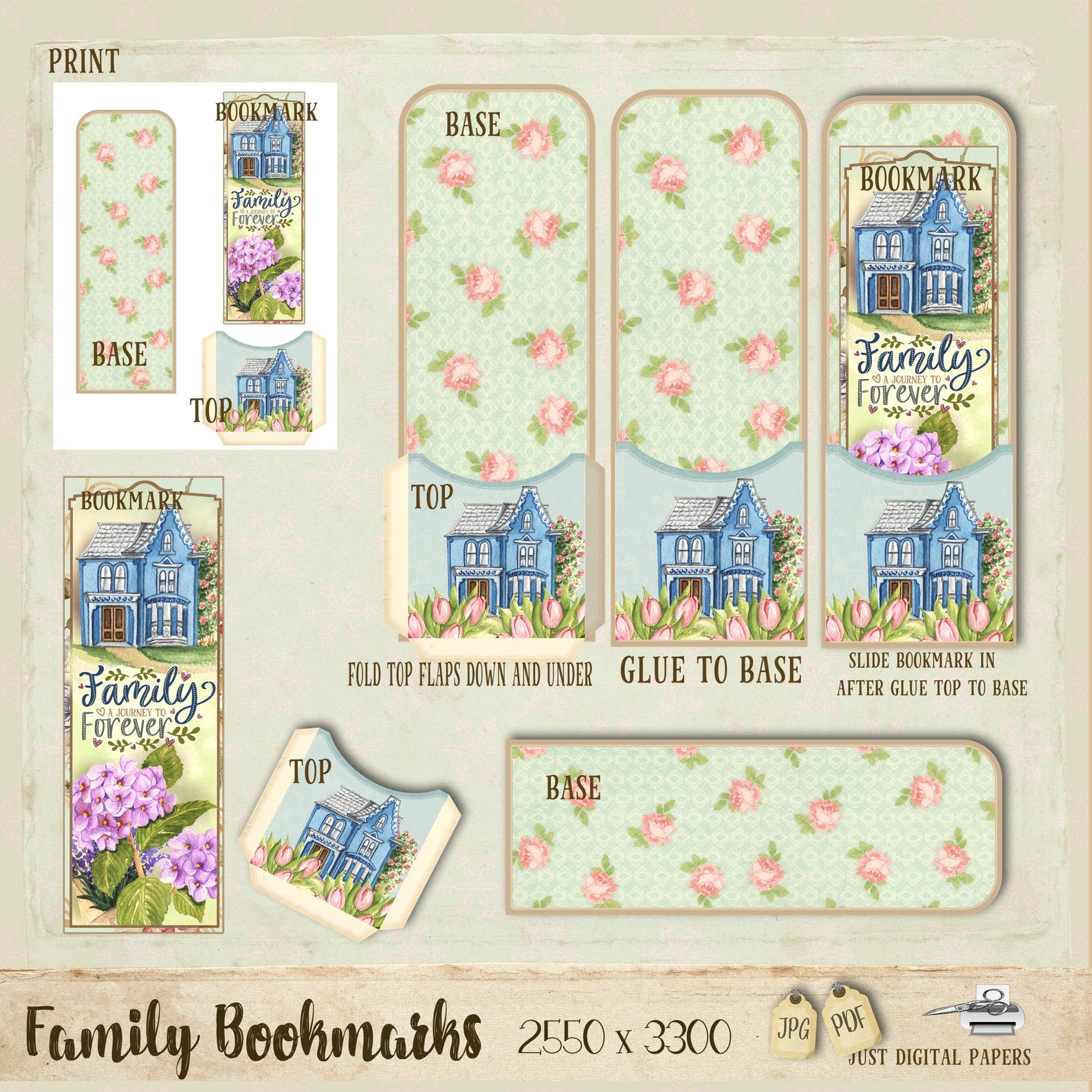 Printable Bookmarks Family Sentiments Houses Printable - Etsy