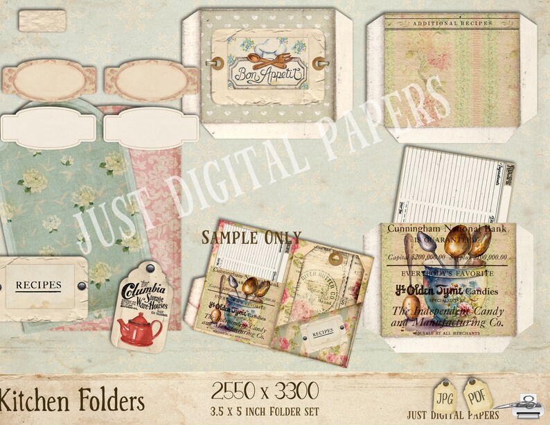 Vintage Kitchen Tabbed Journal: Recipe Folder Printables (PDF & JPG) - Etsy